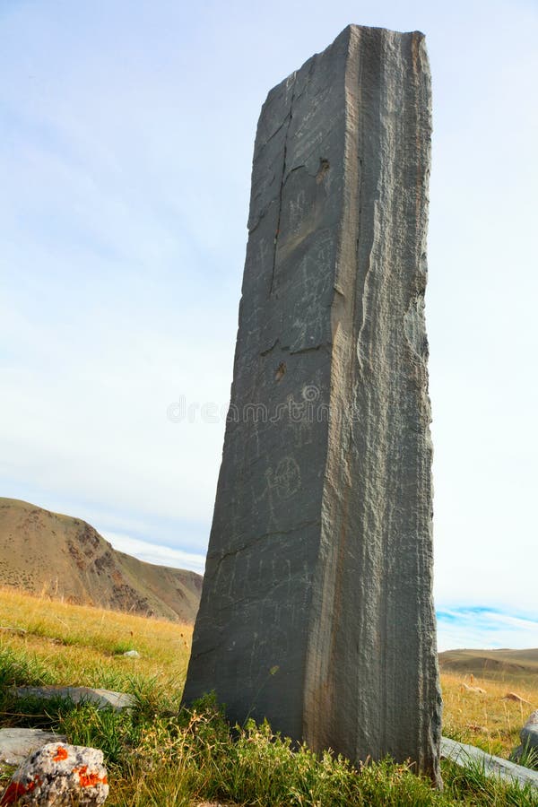Ancient Gravestones in the Steppes of the Altai Stock Image - Image of ...