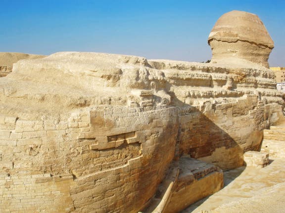 Ancient Great Sphinx of Giza from Back Side Stock Image - Image of ...