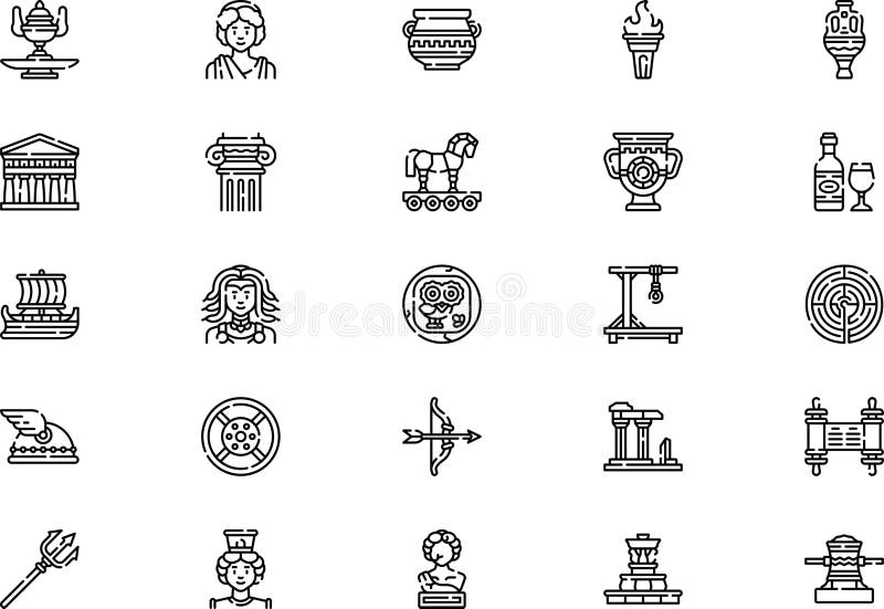 Ancient Greece Icons Collection is a Vector Illustration with Editable ...