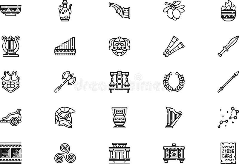 Ancient Greece Icons Collection is a Vector Illustration with Editable ...