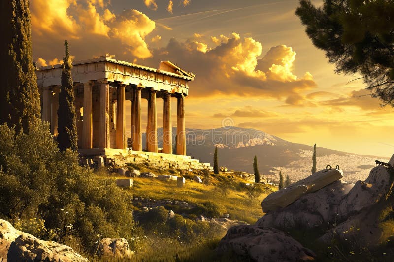 Ancient Greece Landscape. Generate Ai Stock Illustration - Illustration ...