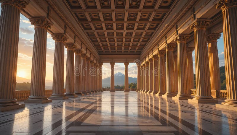 Ancient Greek Architecture Featuring Grand Pillars and a Classical ...