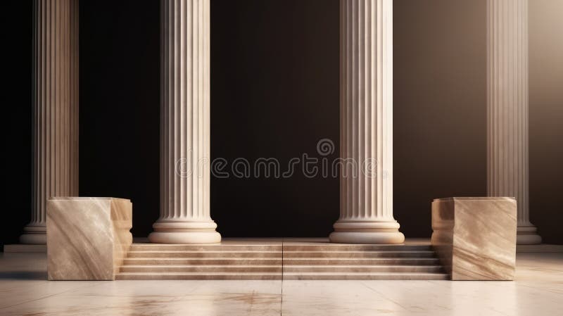 Ancient Greek Architecture: Marble Columns and Steps Stock Illustration ...