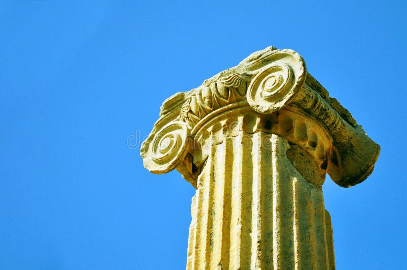 Ancient Greek Architecture Object Marble Column Ionic Style Stock Image ...