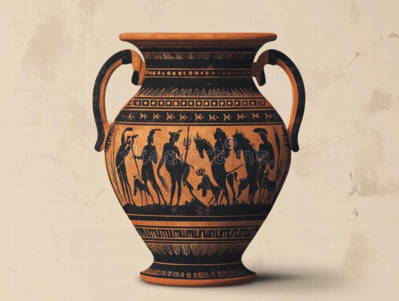 Ancient Greek Black-Figured Amphora with Equestrian Scene Stock Photo ...
