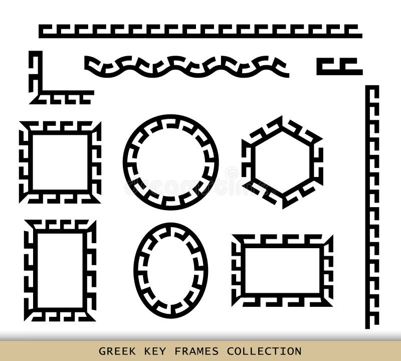 Ancient Greek Black Frames Patterns Collection, Set of Antique Borders ...