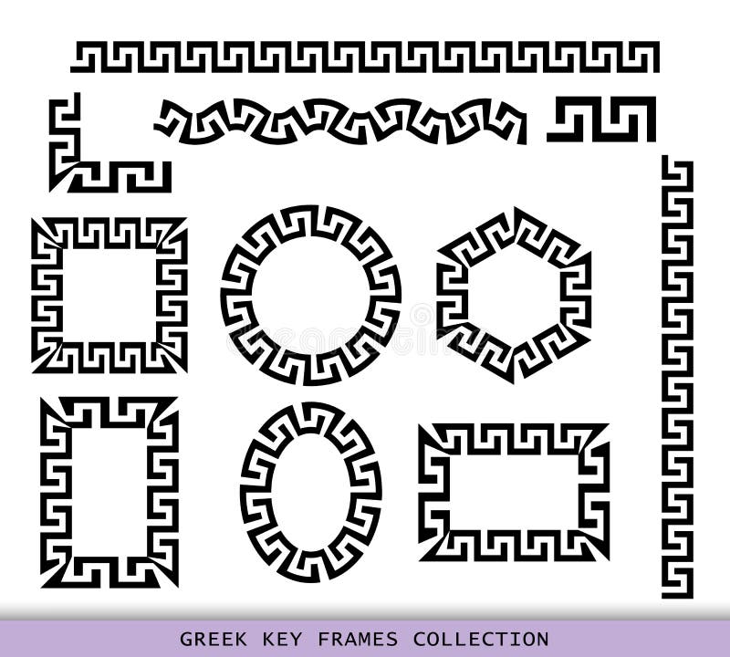 Ancient Greek Black Frames Patterns Collection, Set of Antique Borders ...