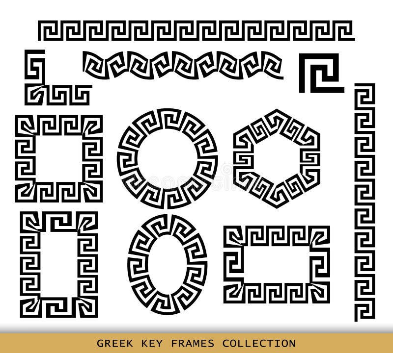 Ancient Greek Black Frames Patterns Collection, Set of Antique Borders ...