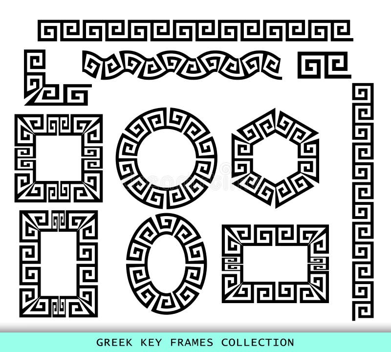 Ancient Greek Black Frames Patterns Collection, Set of Antique Borders ...