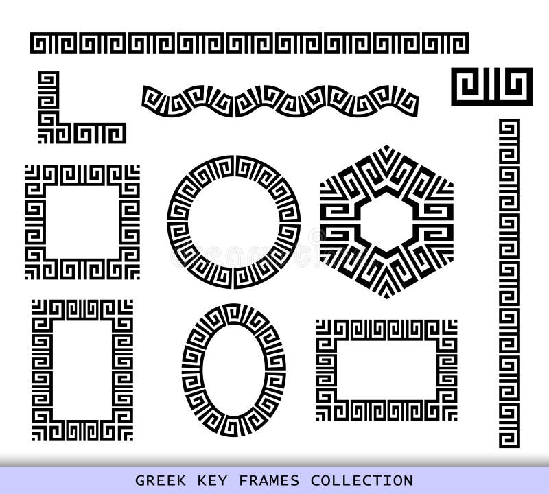 Ancient Greek Black Frames Patterns Collection, Set of Antique Borders ...