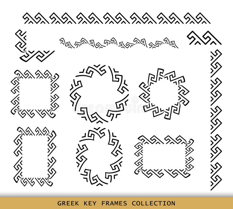 Ancient Greek Black Frames Patterns Collection, Set of Antique Borders ...