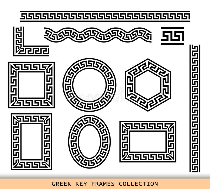 Ancient Greek Black Frames Patterns Collection, Set of Antique Borders ...