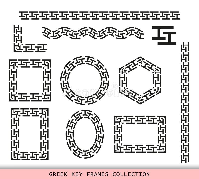 Ancient Greek Black Frames Patterns Collection, Set of Antique Borders ...