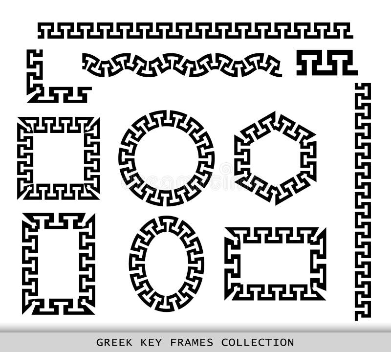 Ancient Greek Black Frames Patterns Collection, Set of Antique Borders ...