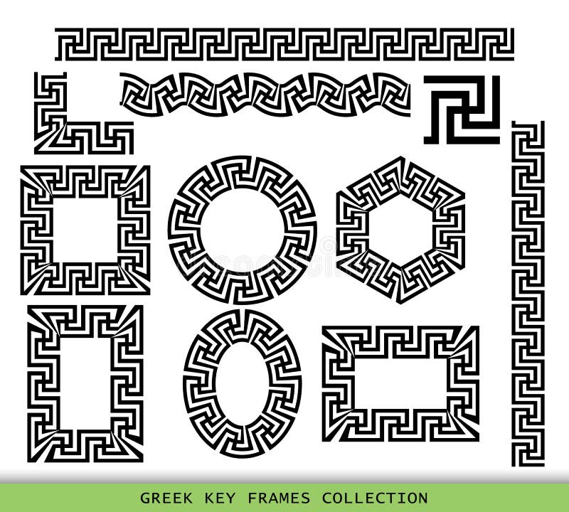 Ancient Greek Black Frames Patterns Collection, Set of Antique Borders ...