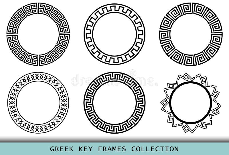 Ancient Greek Black Frames Patterns, Set of Antique Borders from Greece ...