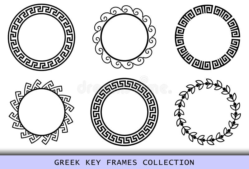 Ancient Greek Black Frames Patterns, Set of Antique Borders from Greece ...