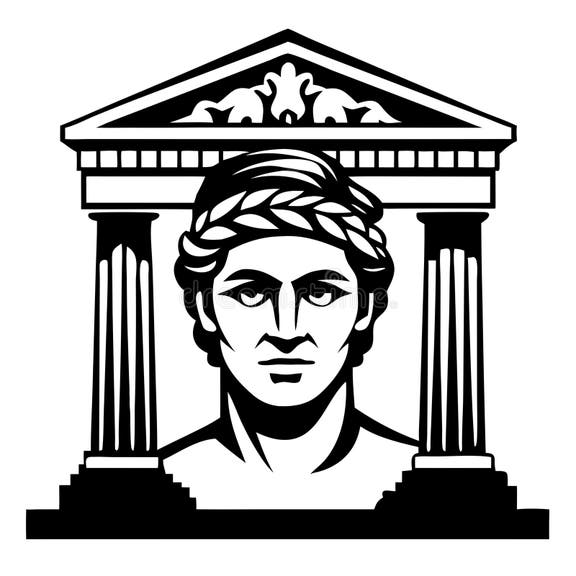 Ancient Greek Bust and Temple Columns Vector Art for Educational and ...