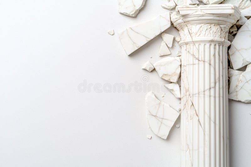 Ancient Greek Column with Broken Marble Fragments Stock Illustration ...