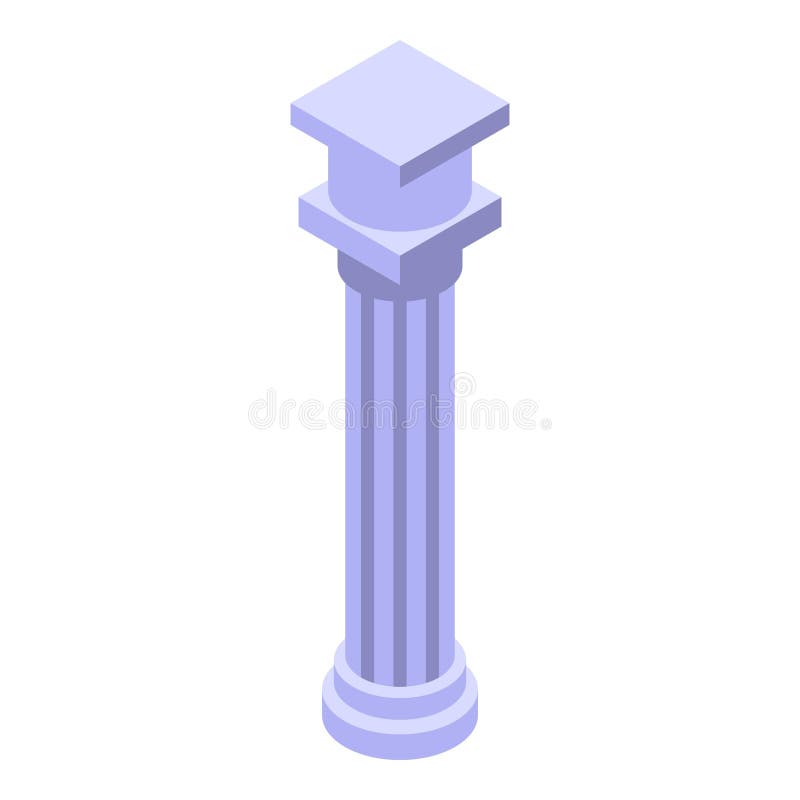 Ancient Greek Column Standing Tall in Isometric View Stock Illustration ...