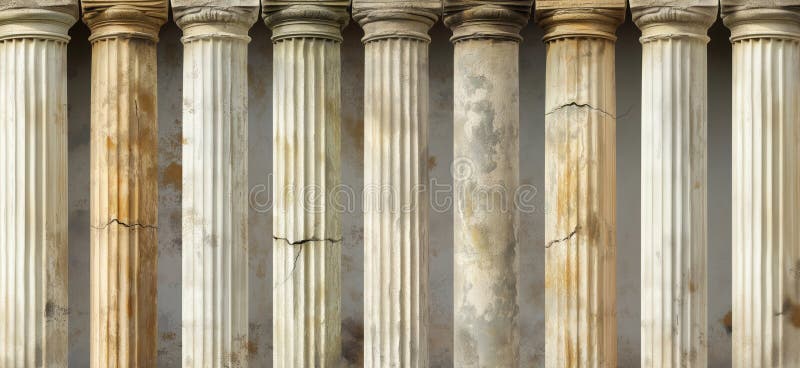 Ancient Greek Columns Displaying Architectural Elegance and Weathering ...