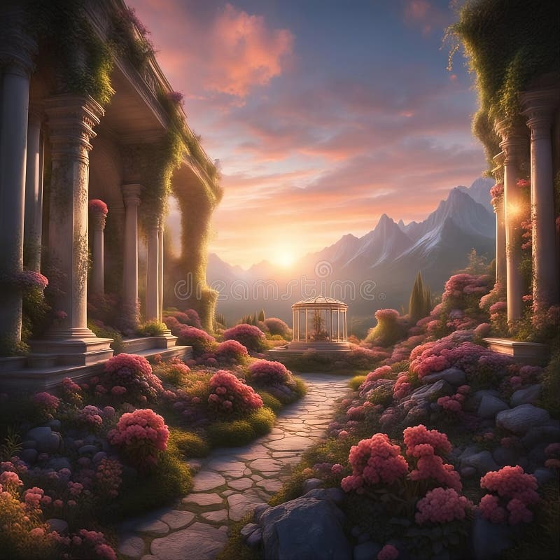 Ancient Greek flowers path stock illustration. Illustration of autumn ...