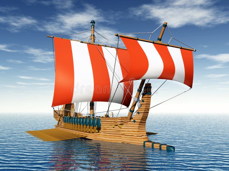 Ancient Greek Galley stock illustration. Illustration of mediterranean ...