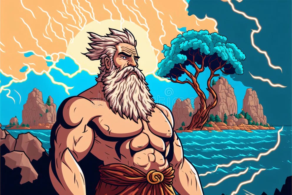 Ancient Greek God Poseidon. Vector Illustration of the Greek God ...
