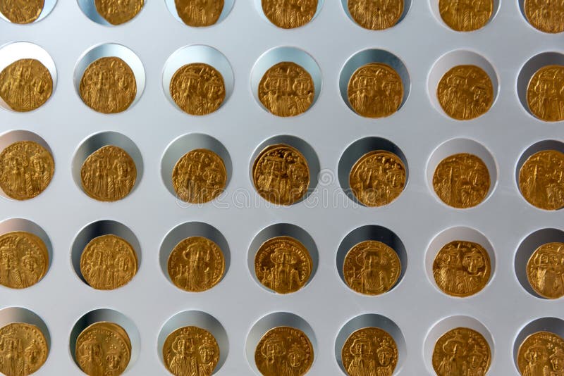 Ancient Greek Gold Coins Close Up Editorial Stock Image - Image of ...