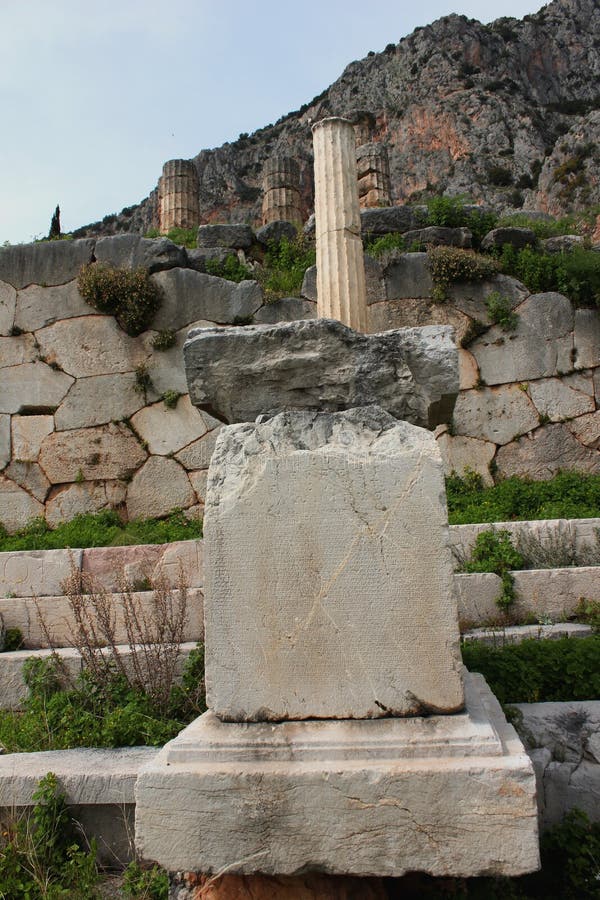 Ancient Greek Inscription at Delphi Stock Image - Image of monument ...