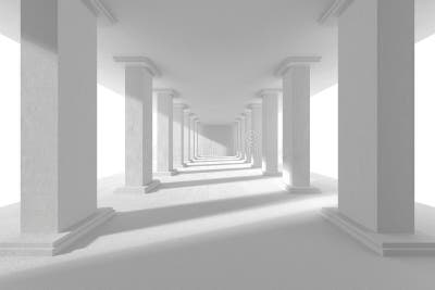 Ancient Greek Inspired Architectural Hallway with Pillars Stock ...