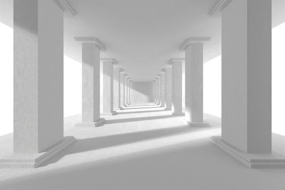 Ancient Greek Inspired Architectural Hallway with Pillars Stock ...