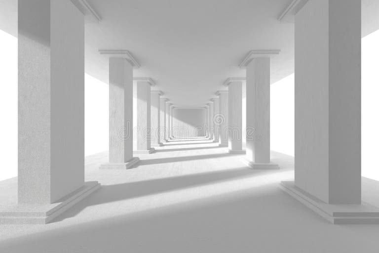 Ancient Greek Inspired Architectural Hallway with Pillars Stock ...