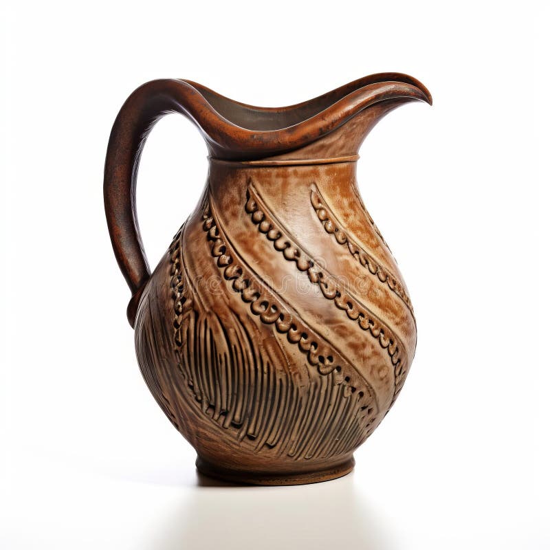 Ancient Greek Inspired Brown Ceramic Pitcher with Patterns Stock ...