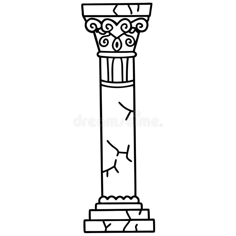 Ancient Greek Ionic Column, Cracked Stone, Classic Architecture Element ...