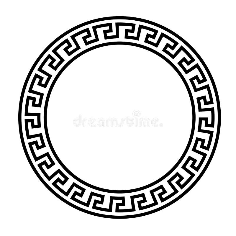 Ancient Greek Key Black Frame Pattern, Round Antique Border from Greece ...