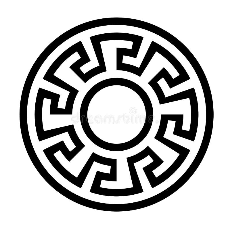 Ancient Greek Key Black Frame Pattern, Round Antique Border from Greece ...