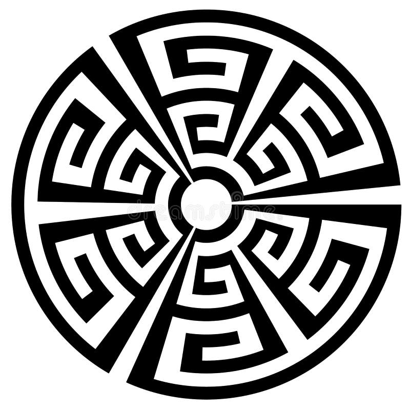Ancient Greek Key Black Symbol, Round Logo from Greece Stock Vector ...