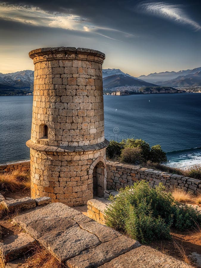 Ancient Greek Lighthouse or Faros Stock Illustration - Illustration of ...