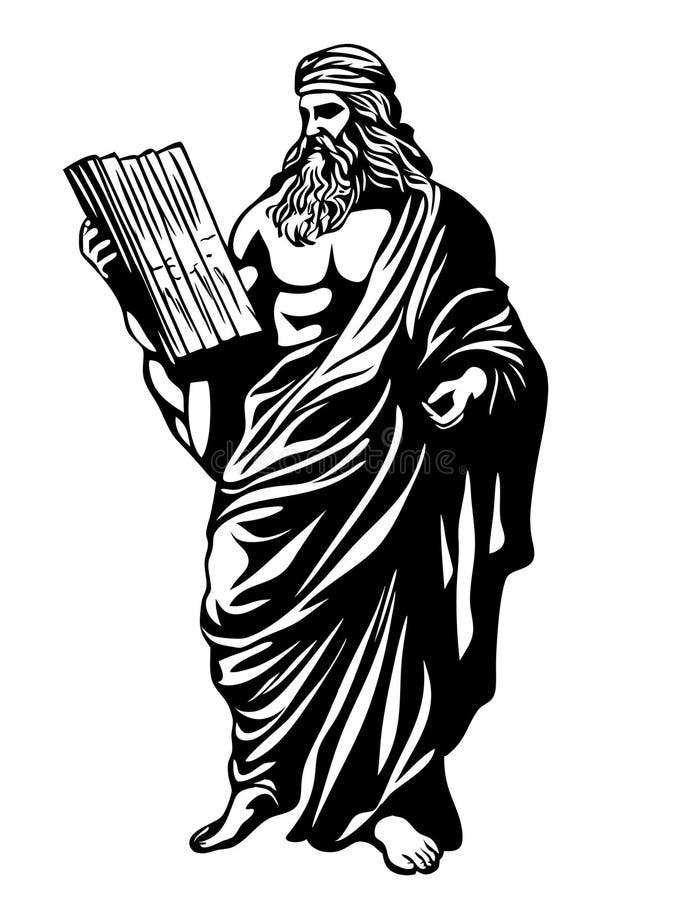 Ancient Greek Philosopher Holding Scroll Vector Illustration for ...