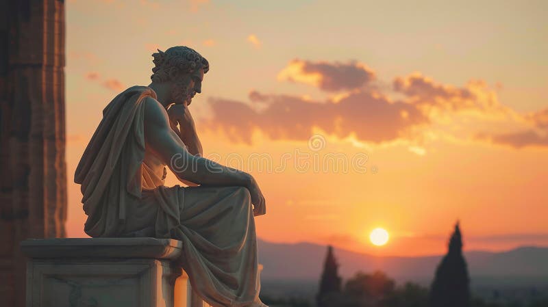 Ancient Greek Philosopher, Statue of Socrates at Sunset Stock ...