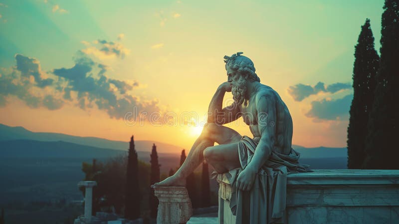 Ancient Greek Philosopher, Statue of Socrates at Sunset Stock ...