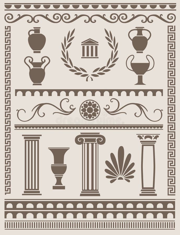 Ancient Greek and Roman Design Elements Stock Vector - Illustration of ...