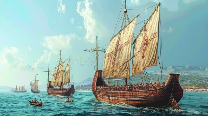 Ancient Greek and Roman Ships Illustrations Exploring Themes of ...