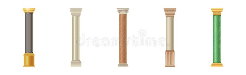 Ancient Greek or Rome Columns and Stone Pillars Vector Set Stock Vector ...