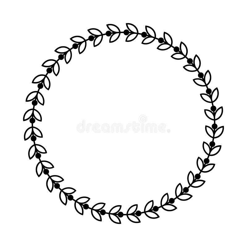 Ancient Greek Round Frame with Olive Tree Leaves Pattern, Antique ...