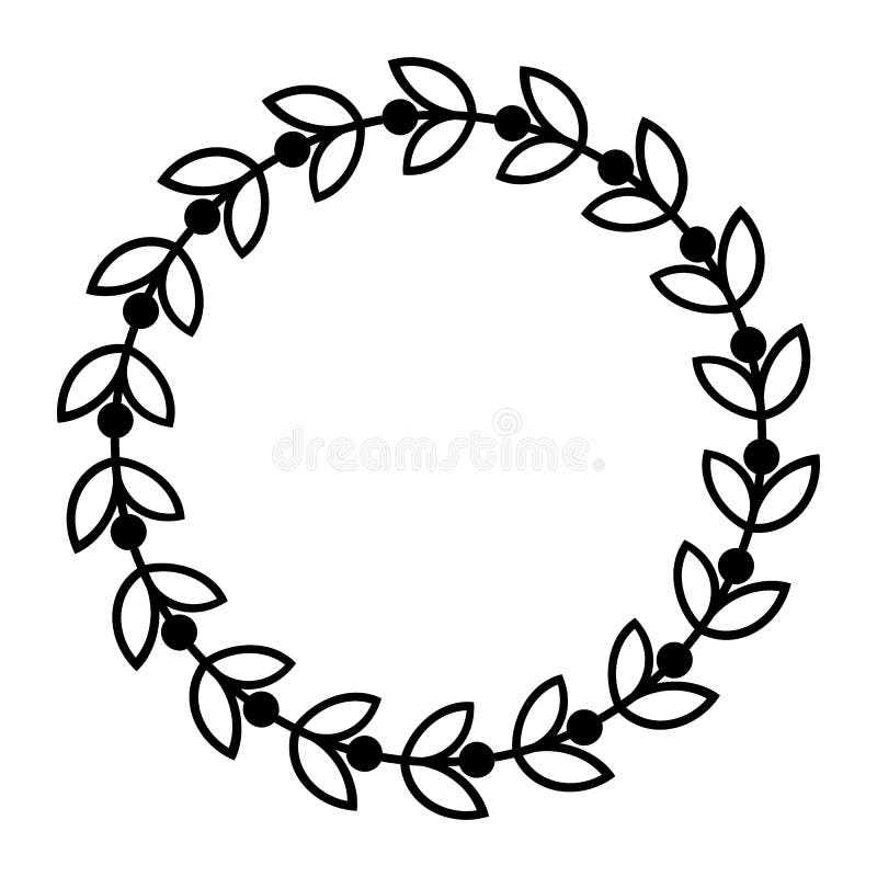 Ancient Greek Round Frame with Olive Tree Leaves Pattern, Antique ...