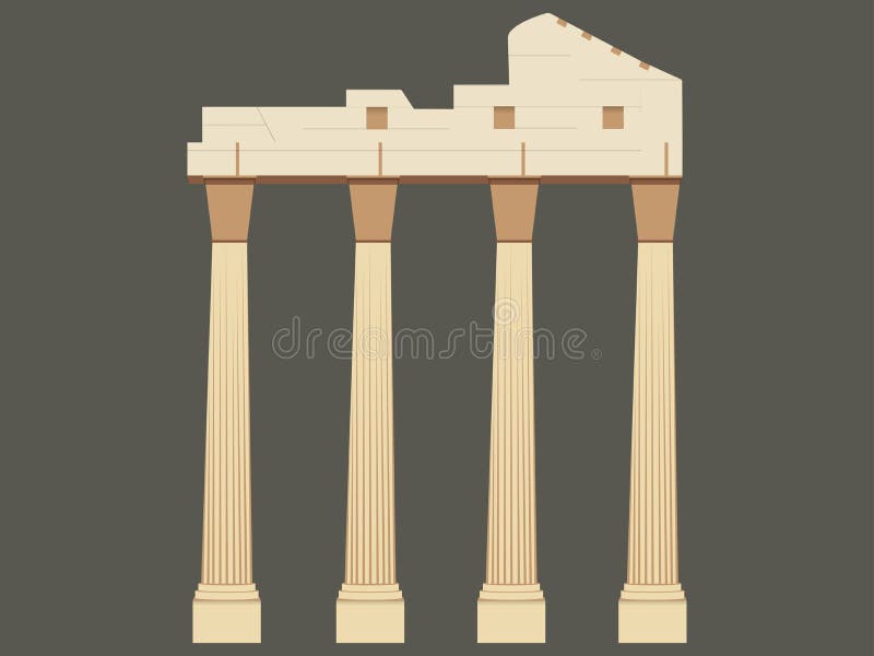 The Ancient Greek Ruins. Ancient Columns, Landmark Turkey Stock Vector ...