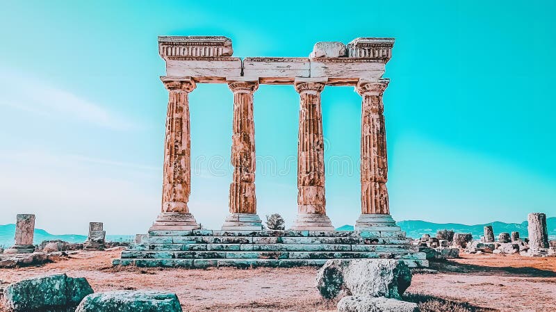 Ancient Greek Ruins Under a Bright Blue Sky Stock Photo - Image of ...