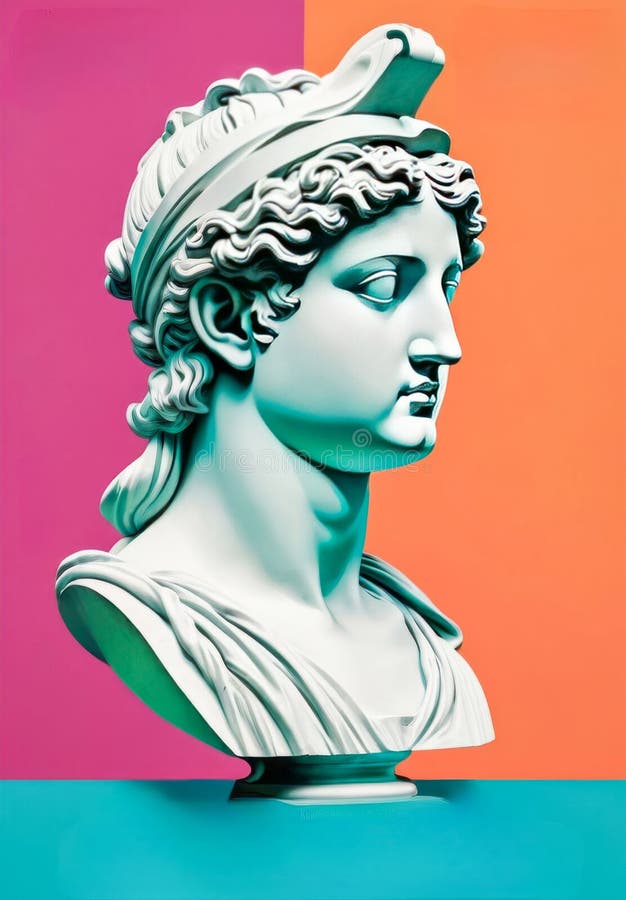 Ancient Greek Sculpture on a Colored Background. Stock Photo - Image of ...